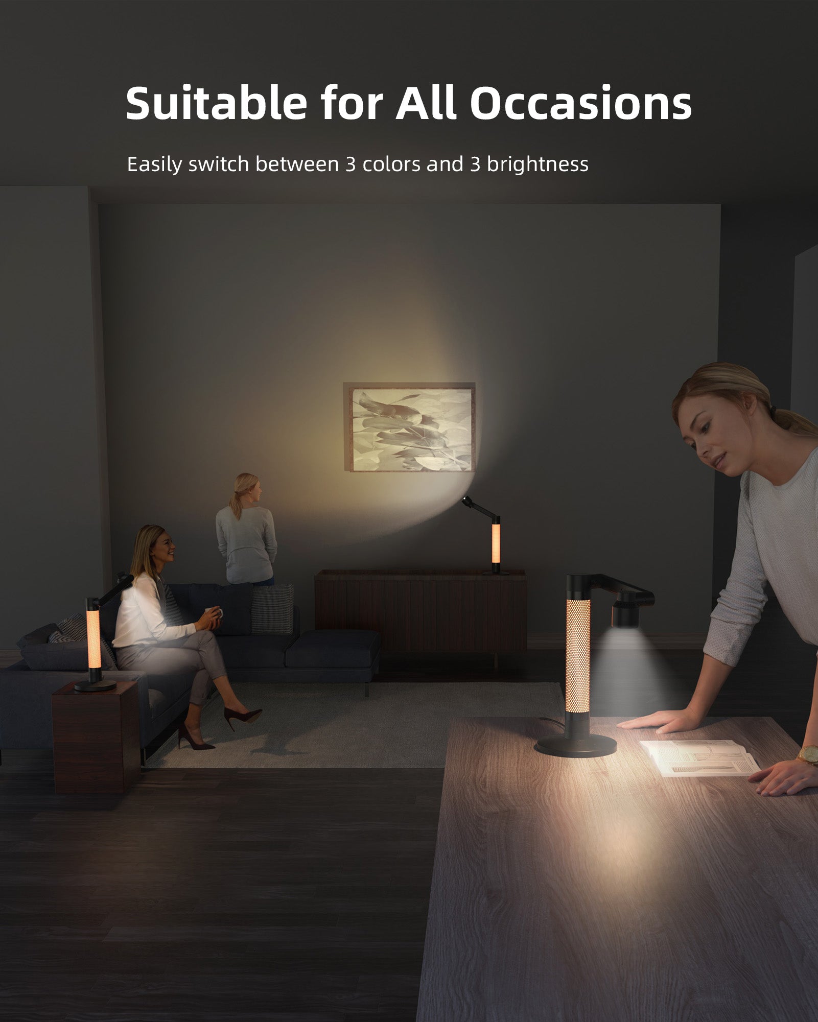 Lytmi 3-in-1 LED Desk Lamp, 360° Rotatable Architect Swing Arm Table L